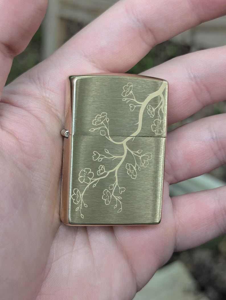 Japanese Cherry Blossom Zippo Lighter, Laser Engraved Brass - Etsy
