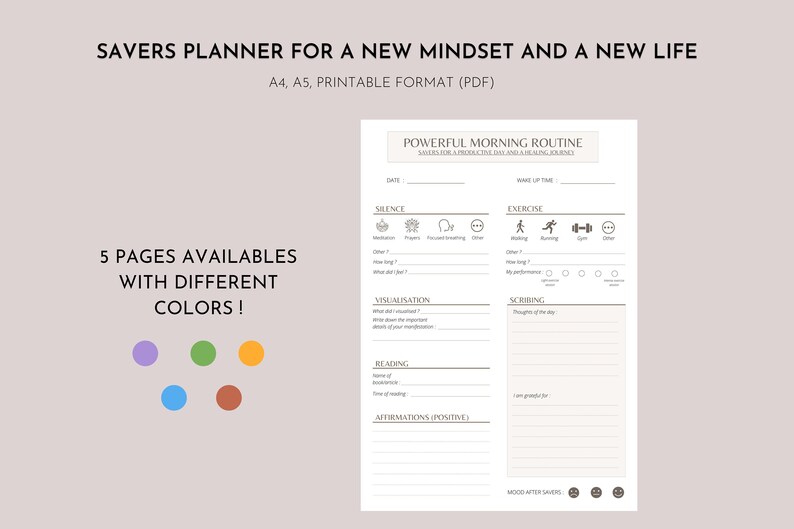 SAVERS Planner for a New Mindset and a New Life (A4, A5 Printable ...