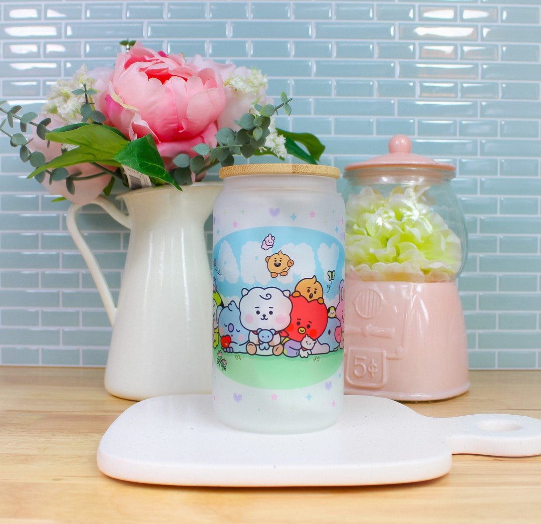 Kpop Friends Memories 16oz Frosted Can Glass Mug | Can Glass, Glass Cup ...