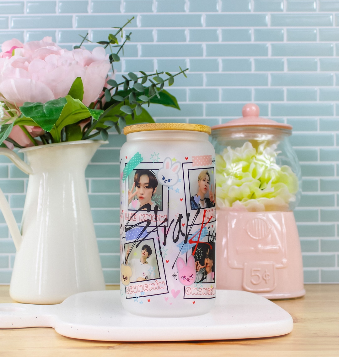 Kpop Kids 16oz Frosted Can Glass Mug | Can Glass, Glass Cup With Lid ...