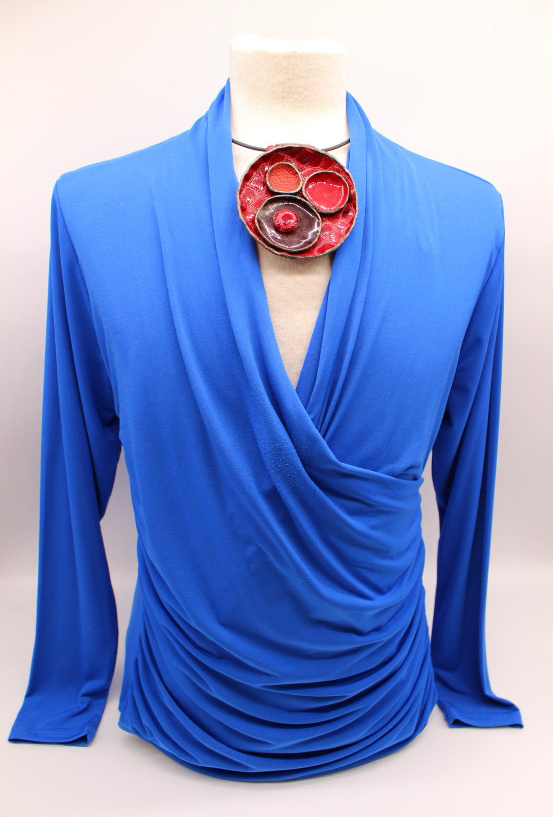 Unique and Stunning Red Mixed-texture Leather Necklace Lightweight ...