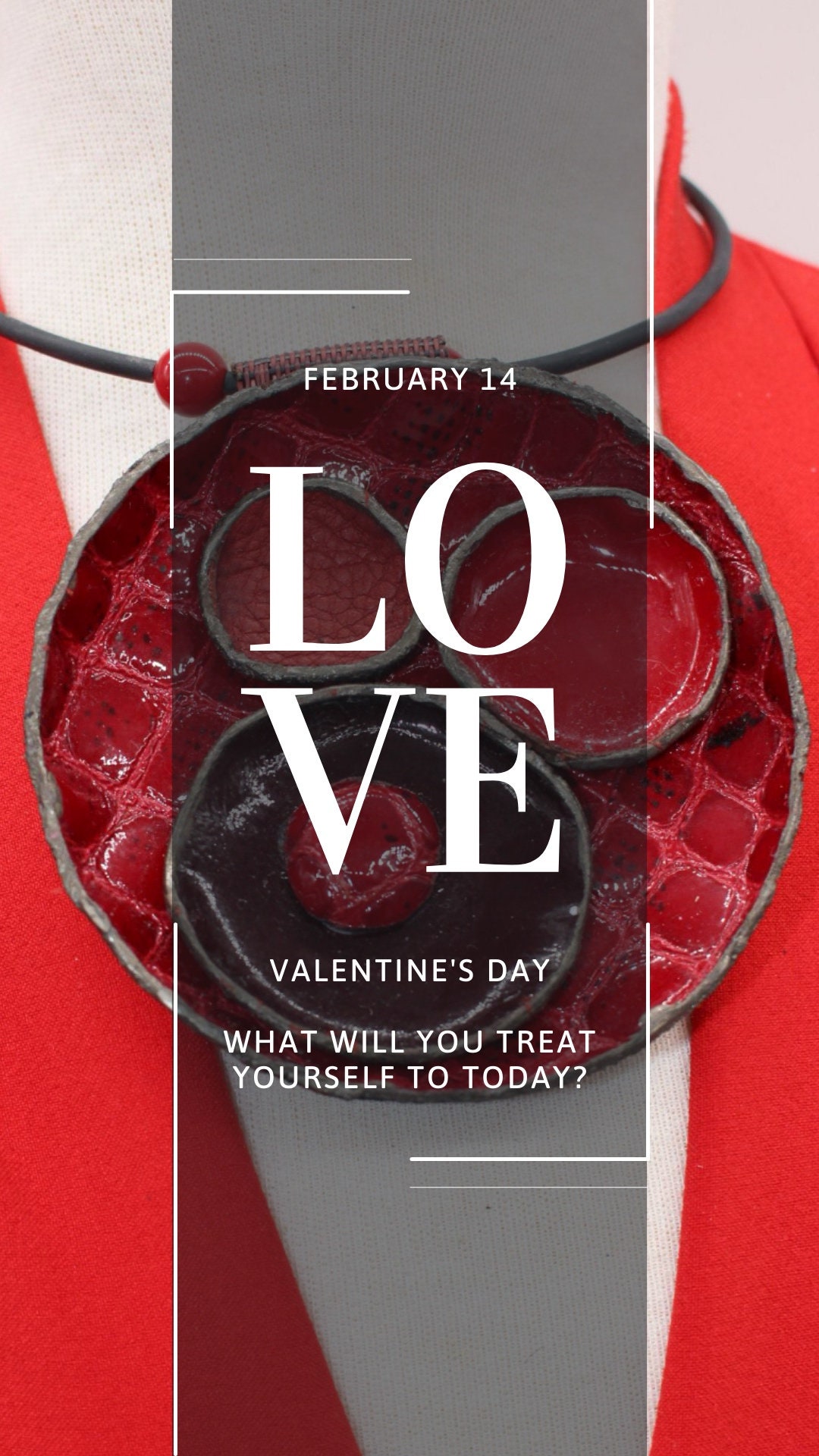 Unique and Stunning Red Mixed-texture Leather Necklace Lightweight ...