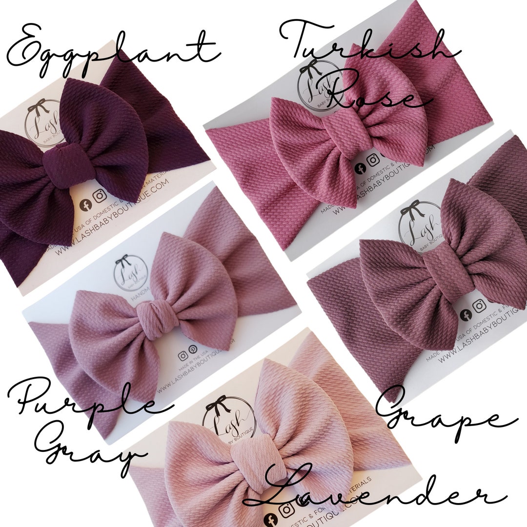 PURPLE Baby Bow Big Bow Headwrap Bow Soft Nylon Elastic Headband ...