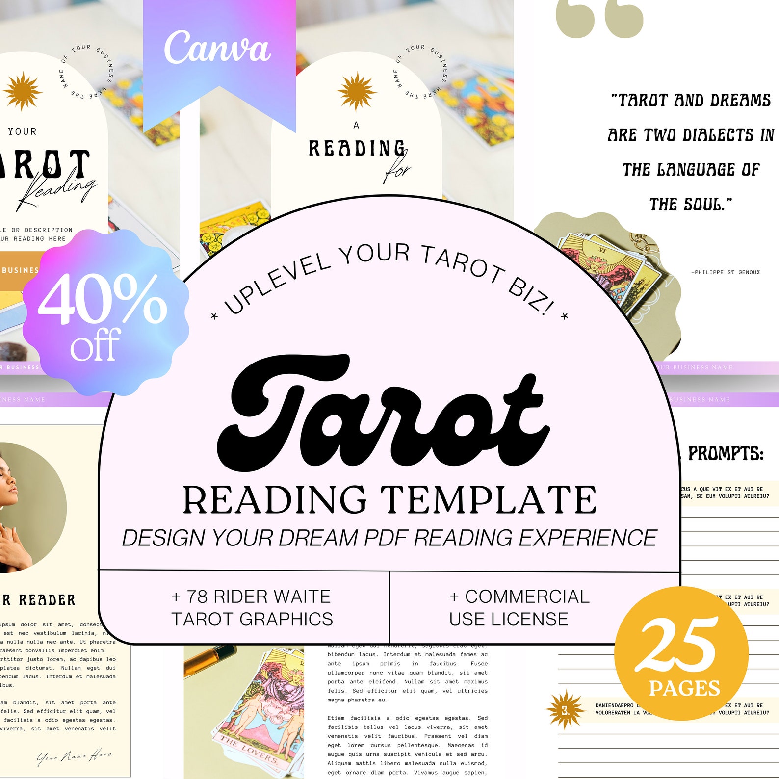 Tarot Reading Template, Tarot Reading Base Template, Tarot Business ...