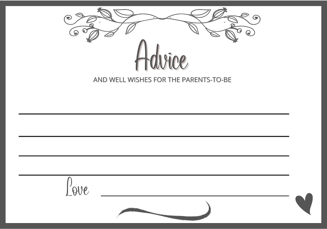 Instant Download Advice for the Parents to Be Printable, Advice for the ...