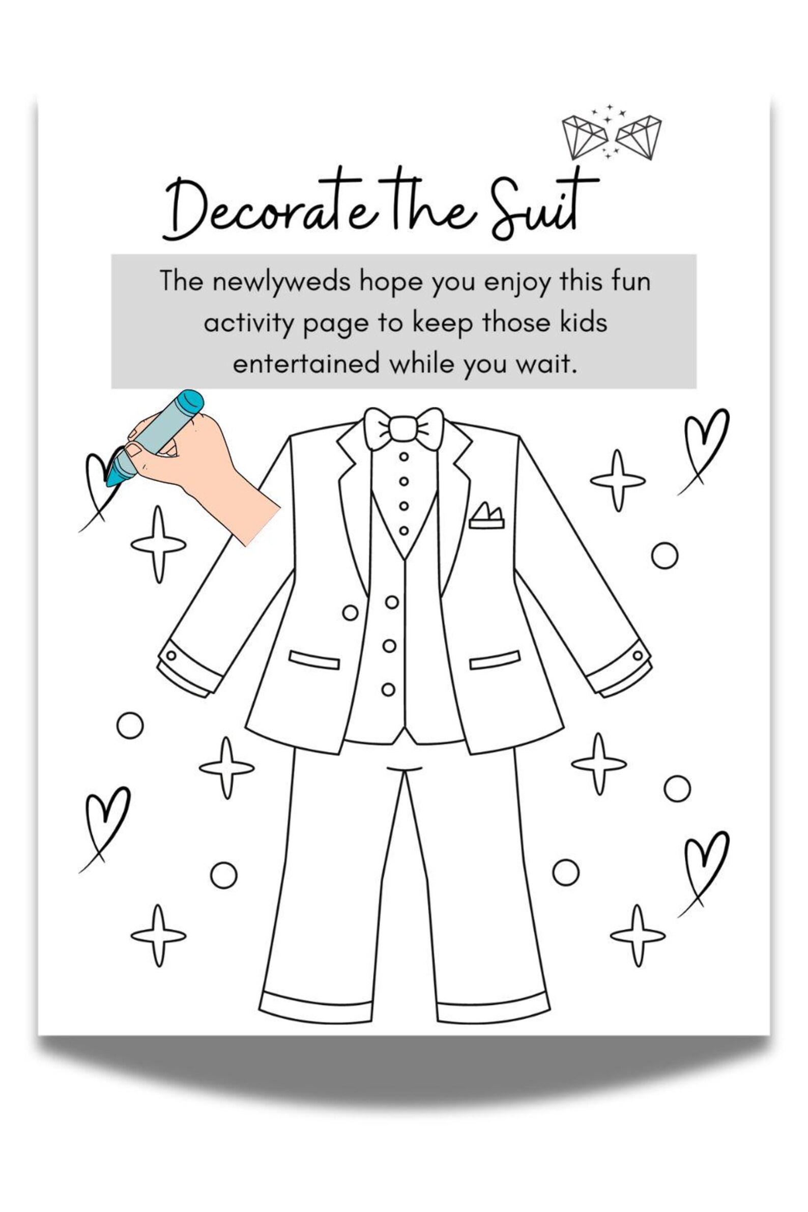 Decorate the Suit Coloring Page, Wedding Activities for Kids, Wedding ...