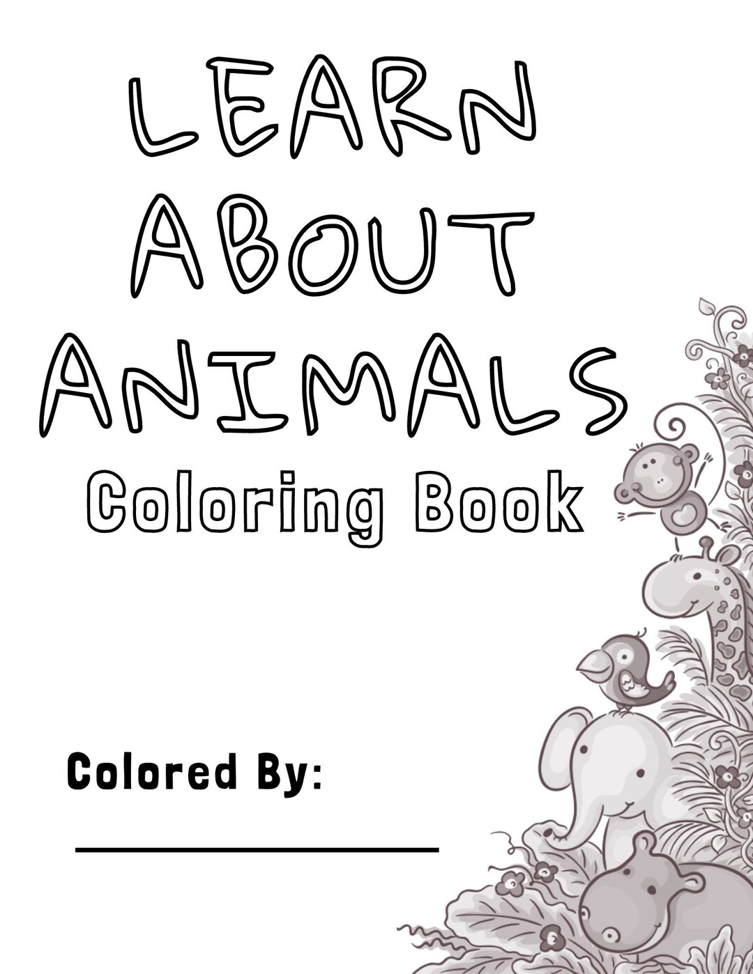 Animal Coloring Book, Learn About Animals for Toddlers, Home School ...