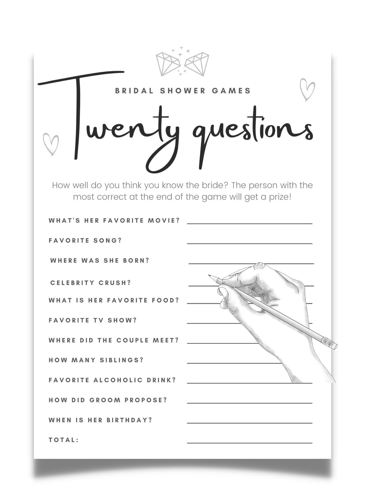 Bride Trivia Bridal Shower Game, Groom Trivia Game, Bridal Shower Games ...