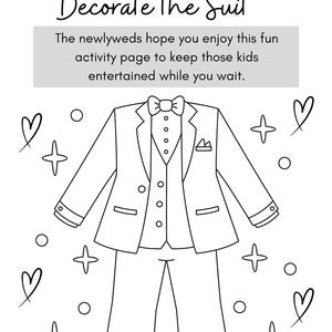 Decorate the Suit Coloring Page, Wedding Activities for Kids, Wedding ...