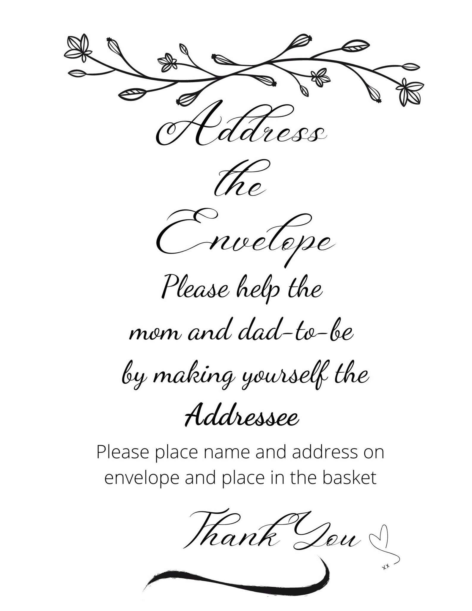 Address the Envelope Sign, Write Your Address, Minimalist Baby Shower ...