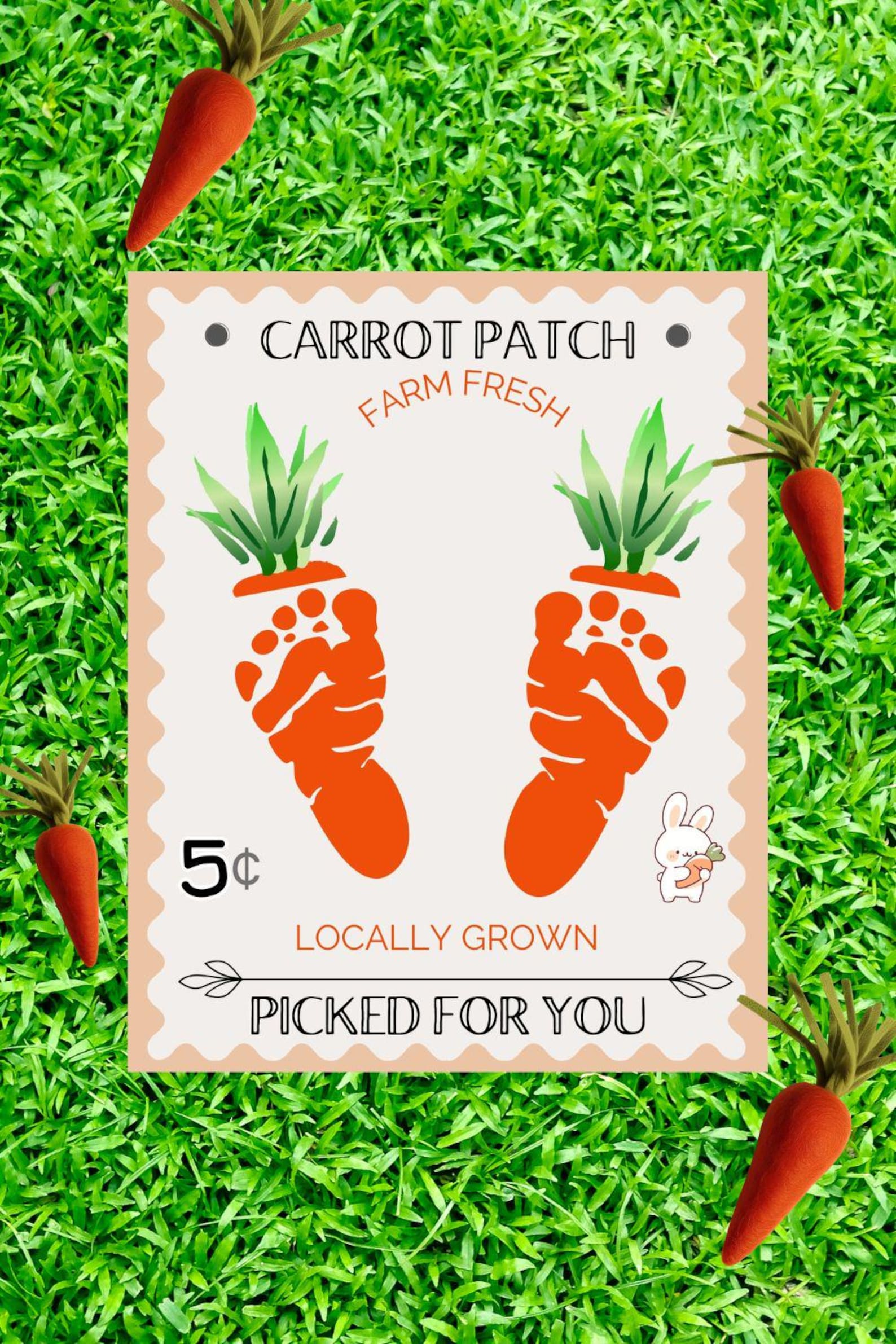 Footprint Art/original Farm Sign Carrot Patch Easter / Footprint Feet ...