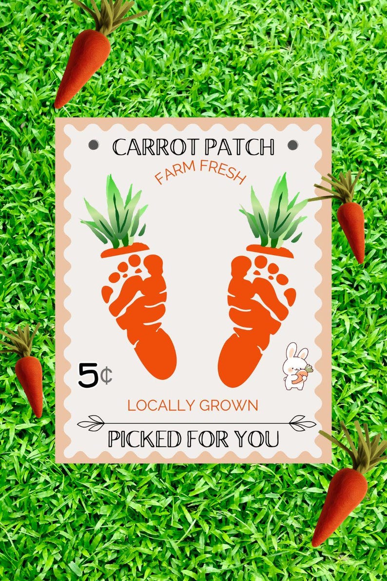 Footprint Art/original Farm Sign Carrot Patch Easter / Footprint Feet ...