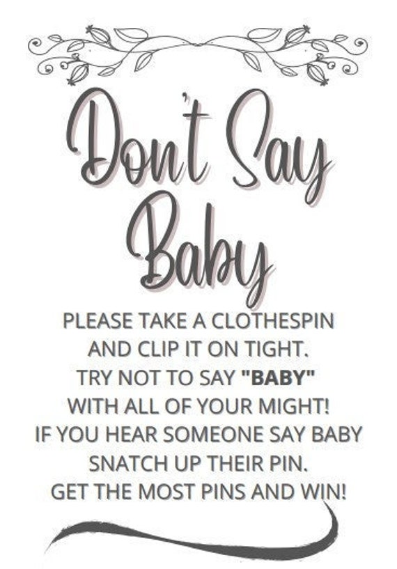Dont Say Baby Sign Printable DIY Don't Say Baby Clothespin Baby Shower