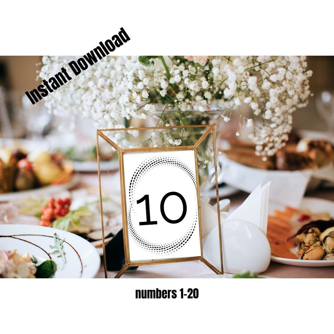 Printable Table Numbers 1–20, Modern Minimalist Table Numbers, Wedding ...