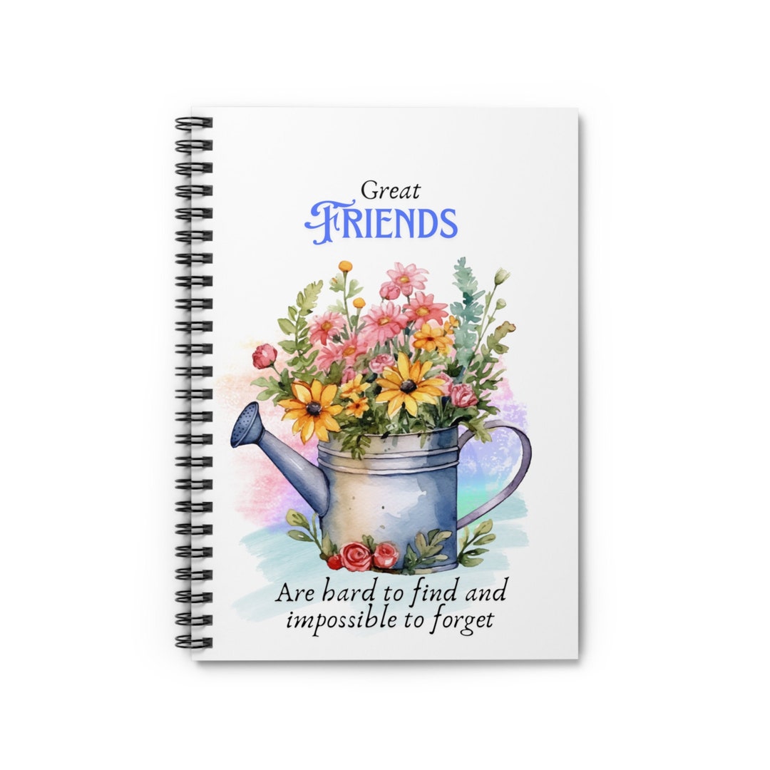 Whimsical Watering Can and Flowers Best Friends Spiral Notebook Ruled ...