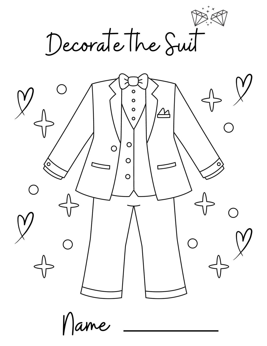 Decorate the Suit Coloring Page, Wedding Activities for Kids, Wedding ...