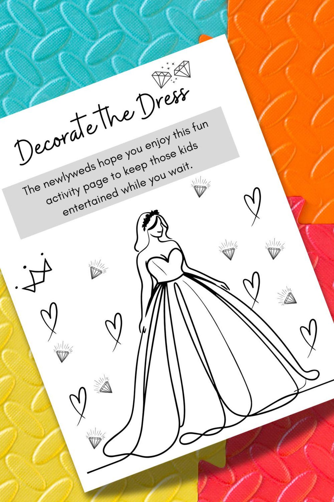 Wedding Activities for Kids, Decorate the Dress - Coloring Page for ...