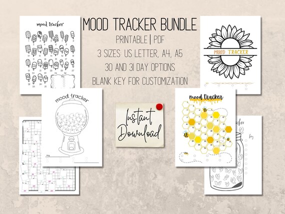Mood Tracker Bundle PDF BUJO Bullet Journal Inserts - Etsy