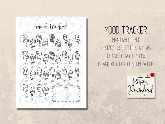 Popsicle Mood Tracker PDF BUJO Bullet Journal Inserts | Etsy
