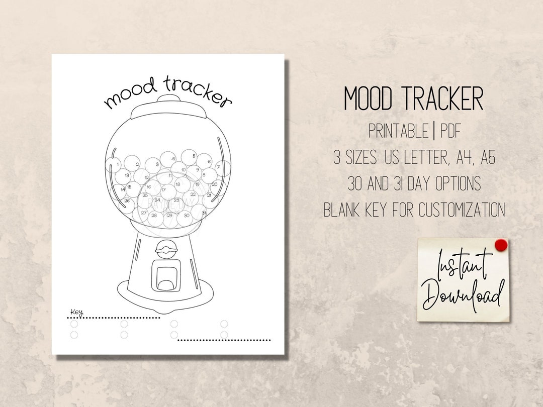 Gumball Mood Tracker PDF BUJO Bullet Journal Inserts - Etsy