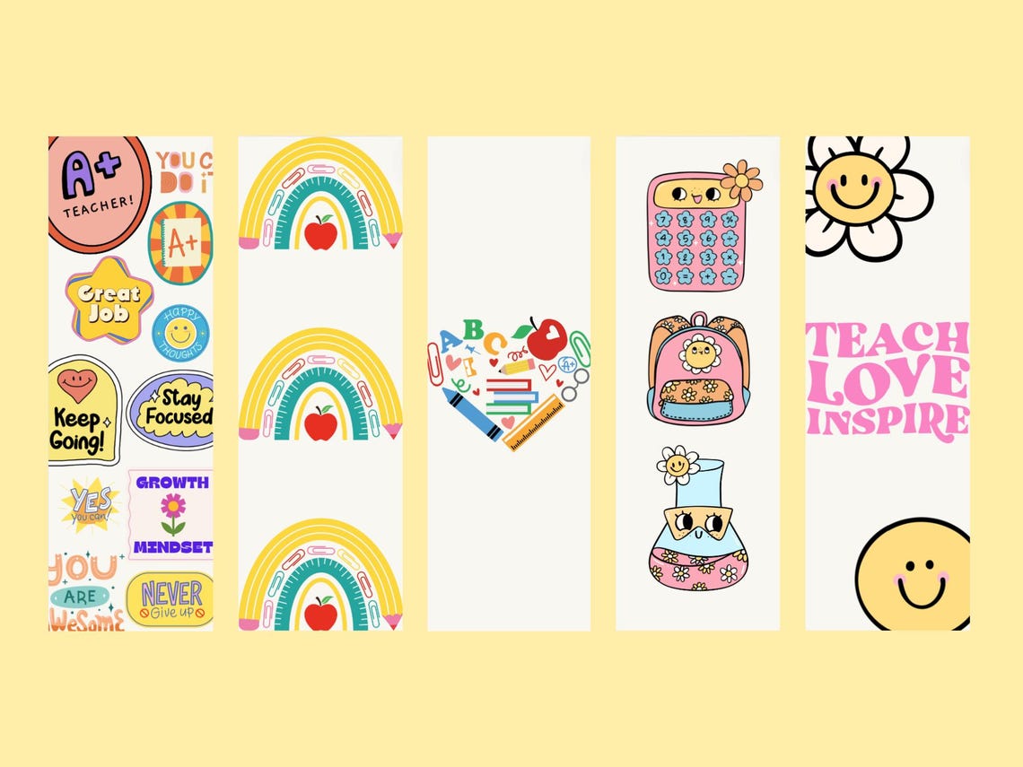 Teacher Appreciation Printable Bookmark Set of 5 - Etsy