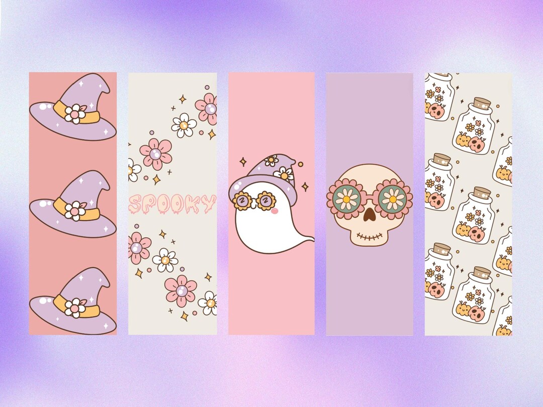 Pastel Halloween Printable Bookmark Set of 5 - Etsy