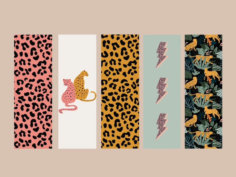 Cheetah Printable Bookmark Set of 5 - Etsy