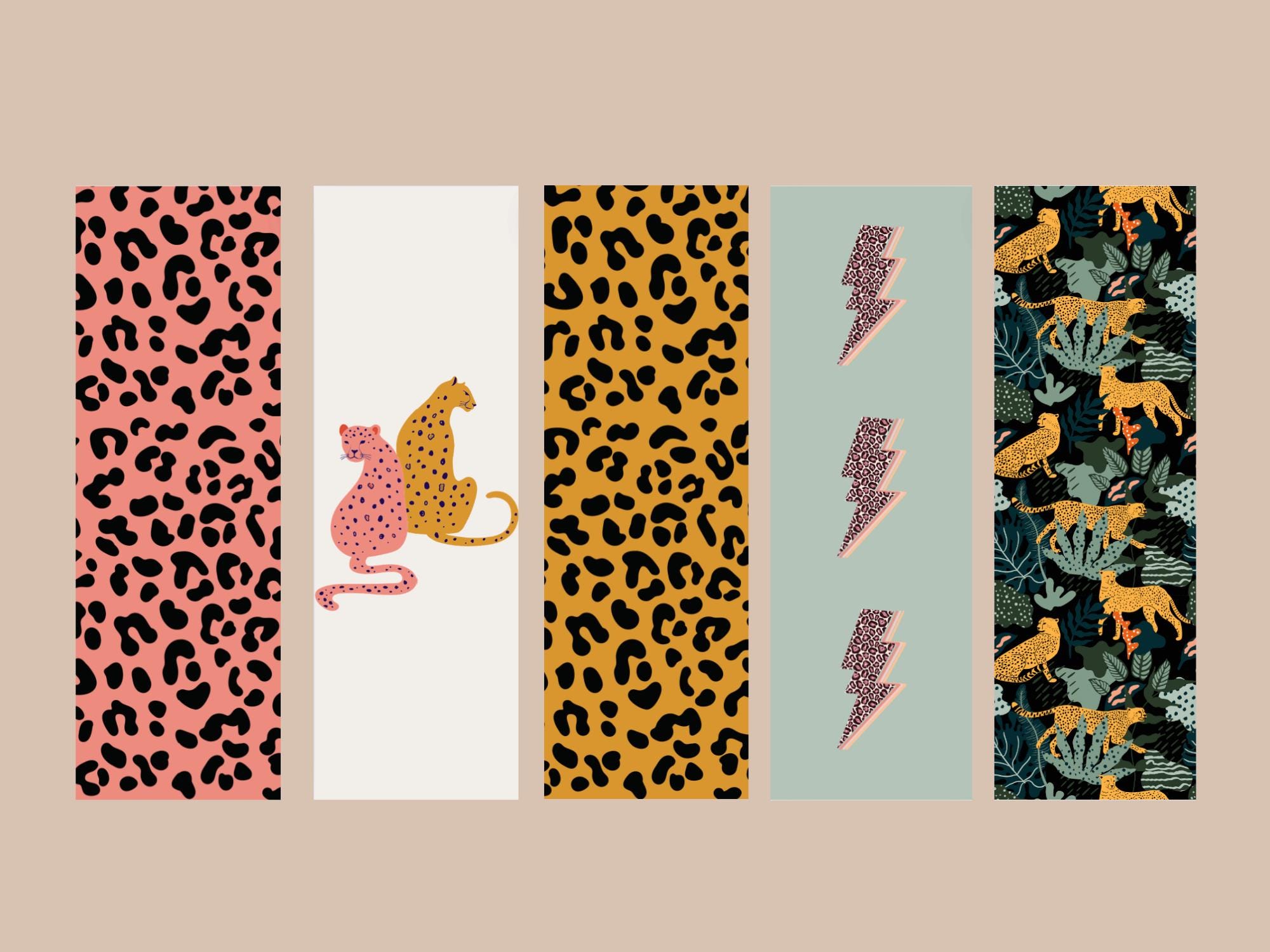 Cheetah Printable Bookmark Set of 5 - Etsy