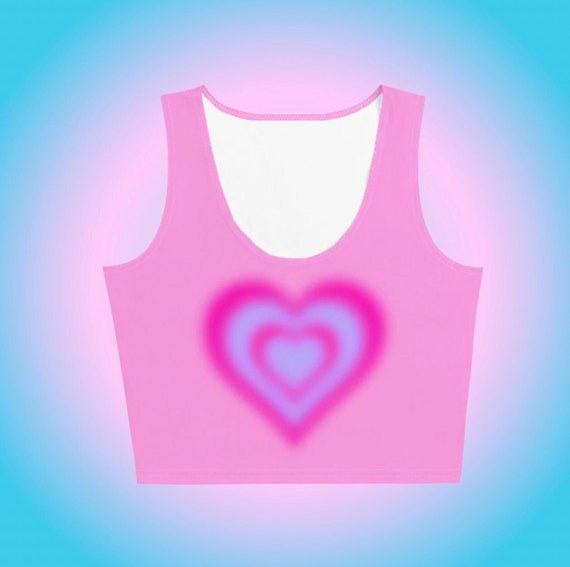 Y2K Heart Raver Crop Tank Top 90s Grunge Shirt Girly 90s - Etsy