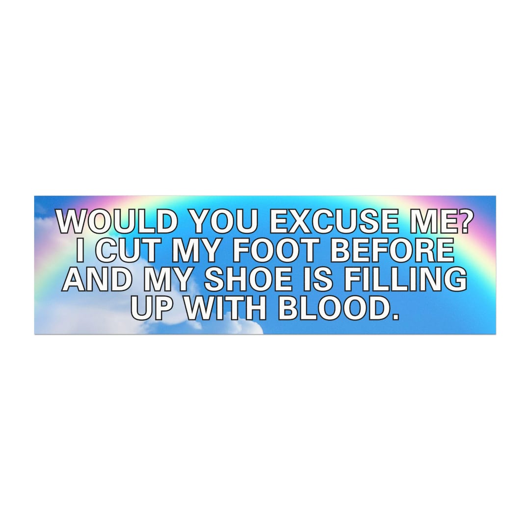 Would You Excuse Me I Cut My Foot Before Bumper Sticker Magnet, Funny ...
