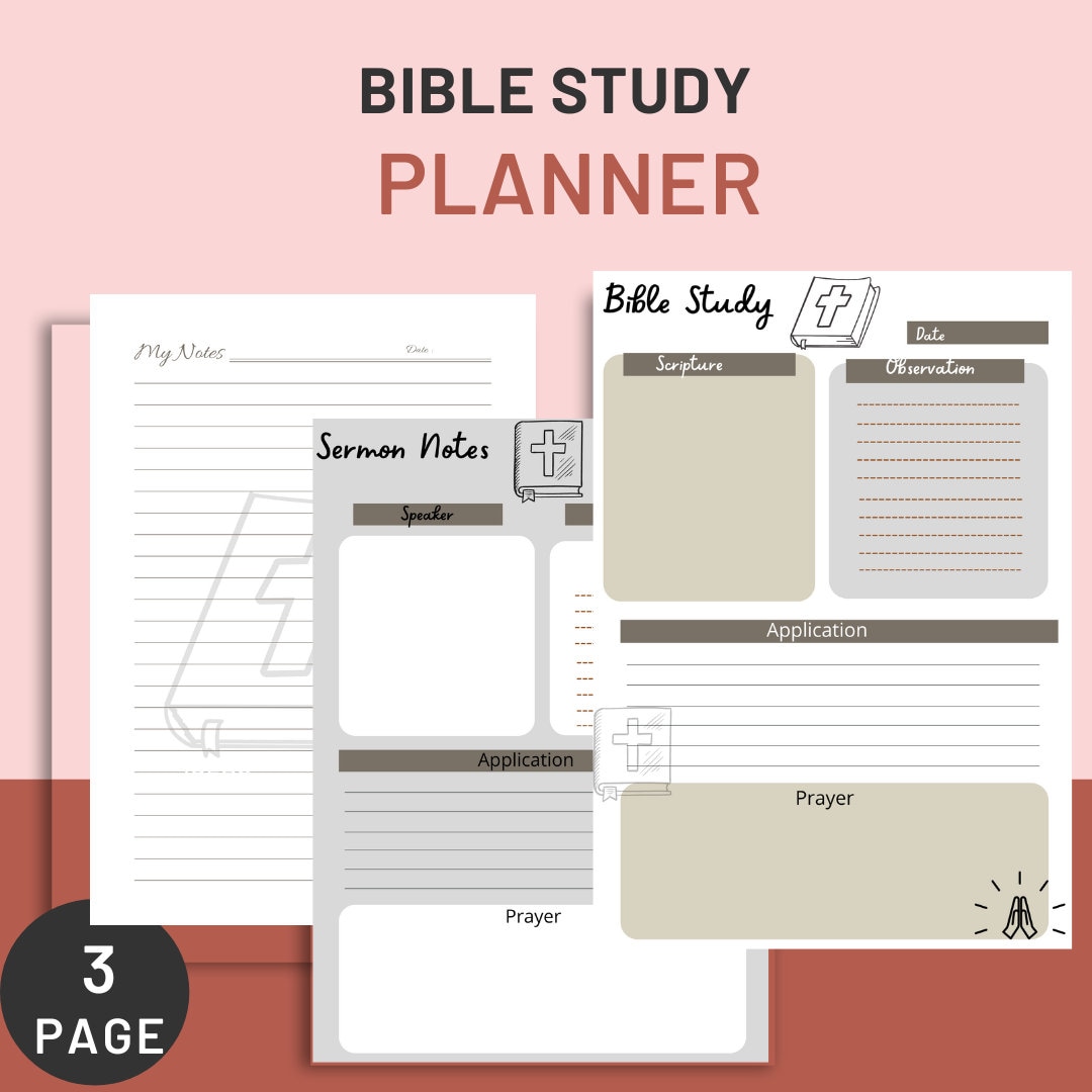 Bible Study Planner Template - Planner Printable, Prayer Journal ...