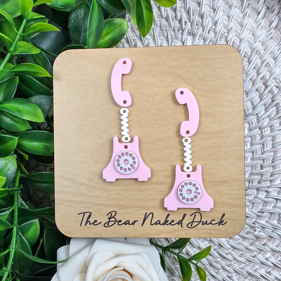 Pastel Pink Retro Rotary Phone Earring Blanks for Jewelry Makers, Price ...