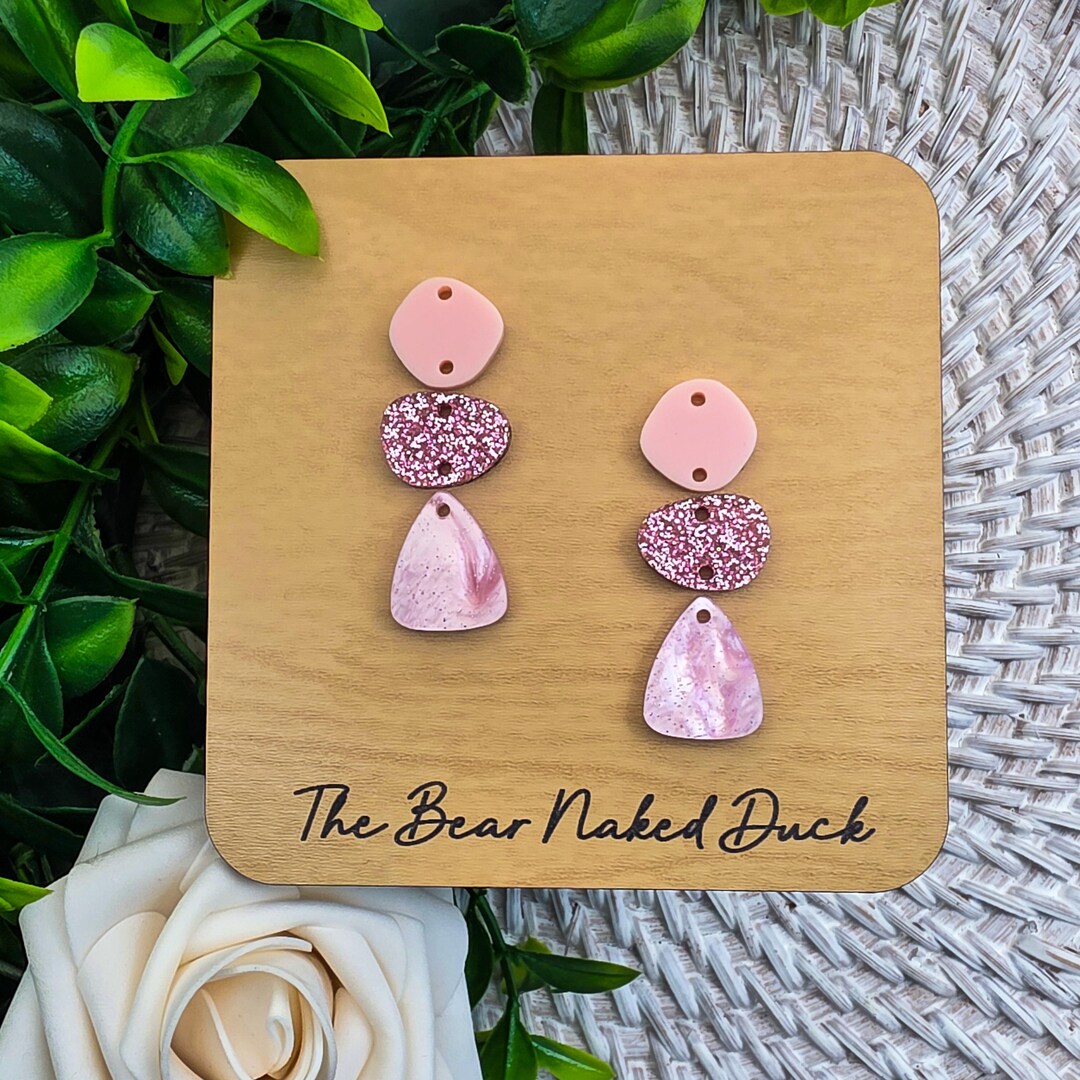 Pink Geo Pebble Stacker Earring Blanks, Price per Pair, Do It Yourself ...