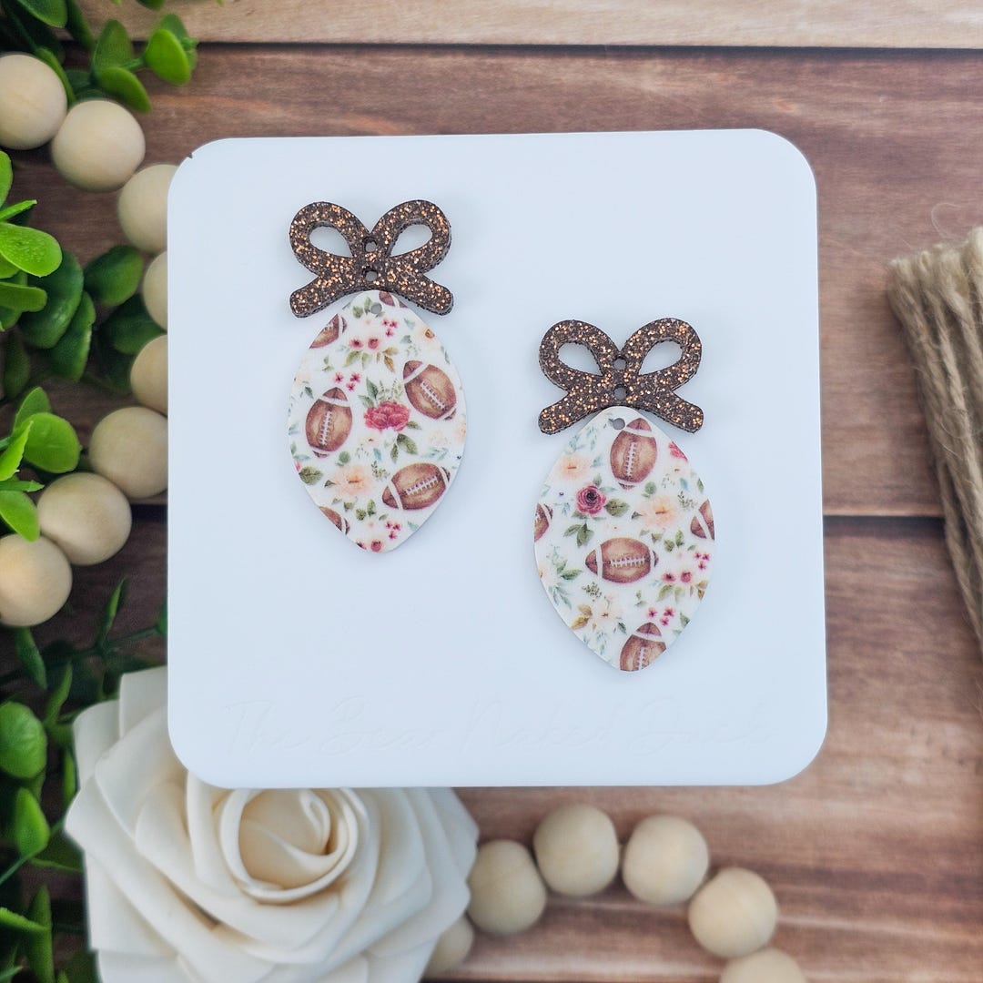 Floral Football With Bow Topper Earring Blanks for Jewelry Makers, DIY ...
