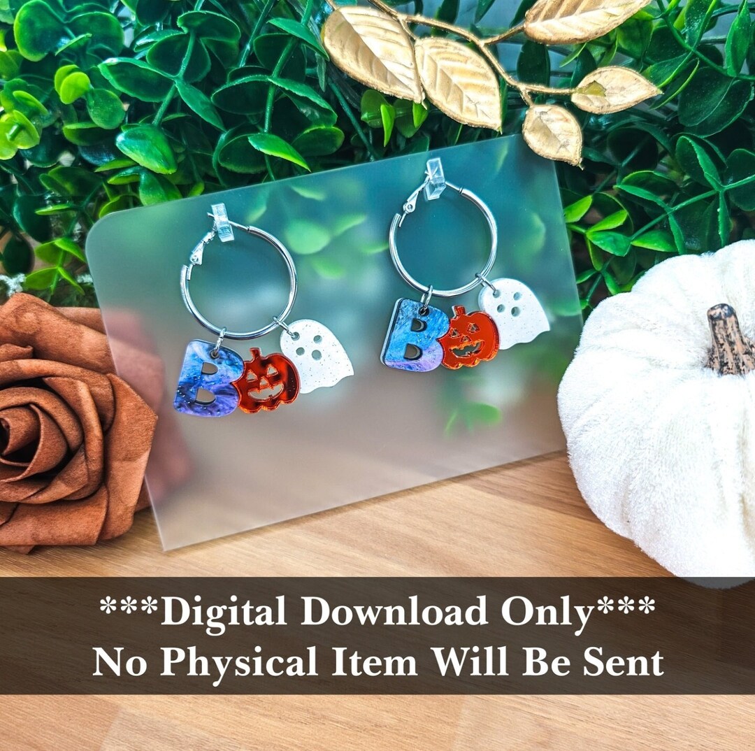 DIGITAL DOWNLOAD for Boo Interchangeable Hoops, Halloween Earring SVG ...