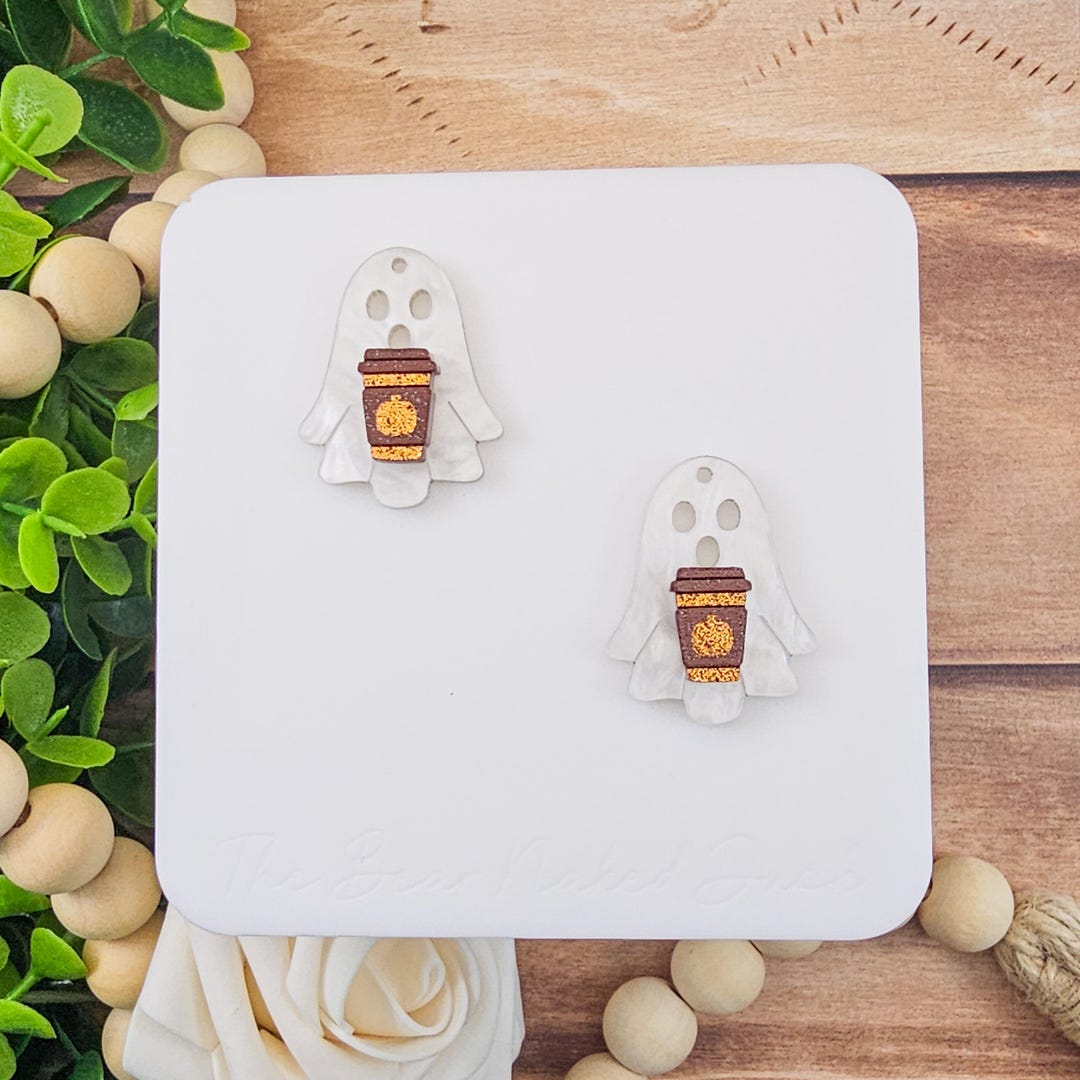 Pearl Ghost With Pumpkin Spice Glitter Earring Blanks, Price per Pair ...