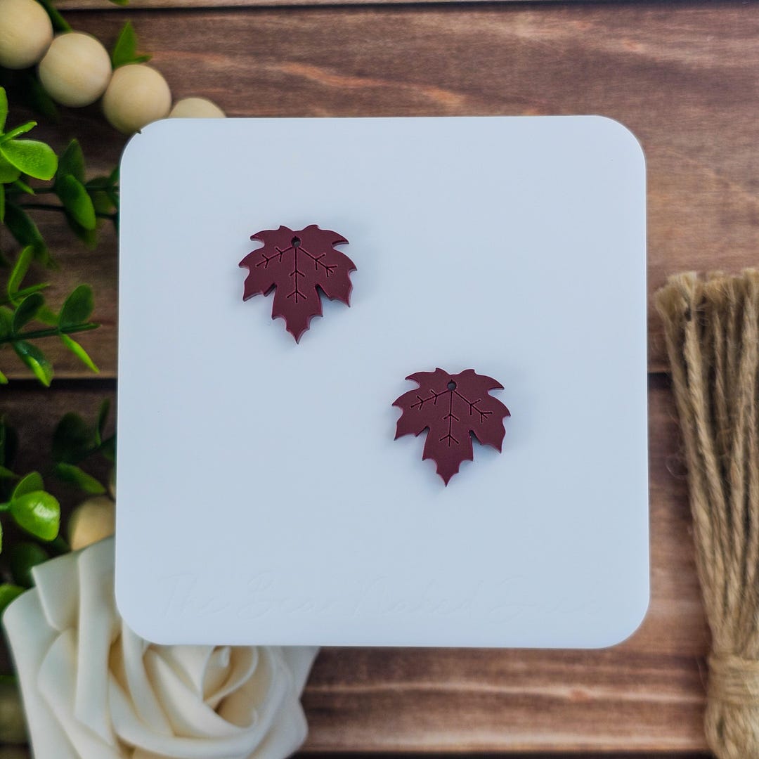 Matte Dusty Maroon Mini Maple Leaf Earring Blanks for Jewelry Makers ...