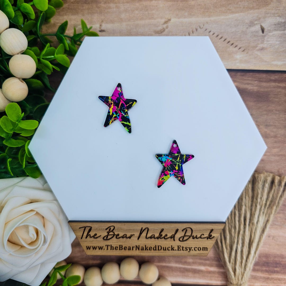 Paint Splatter Star Earring Blanks, Price per Pair, DIY Acrylic Earring ...