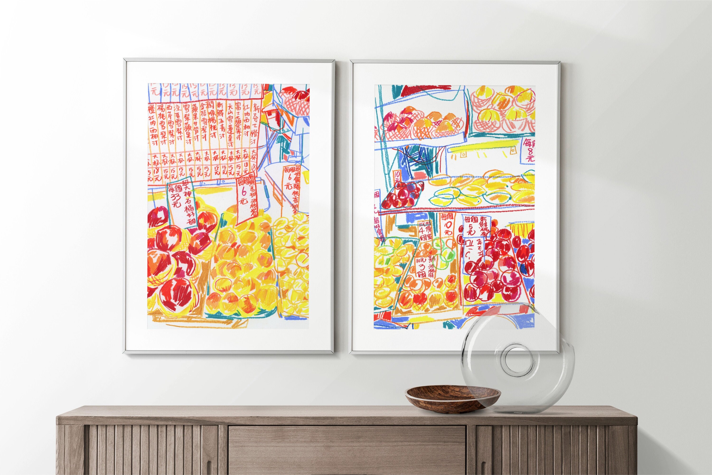 Fruit Shop No.2 Hand-drawn Digital Download Colorful Fruit Scene - Etsy