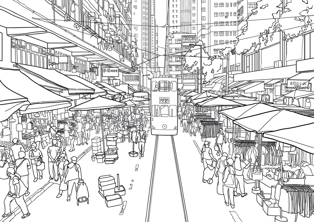 Chun Yeung Street Printable Coloring Pages, Coloring Page for Adults ...