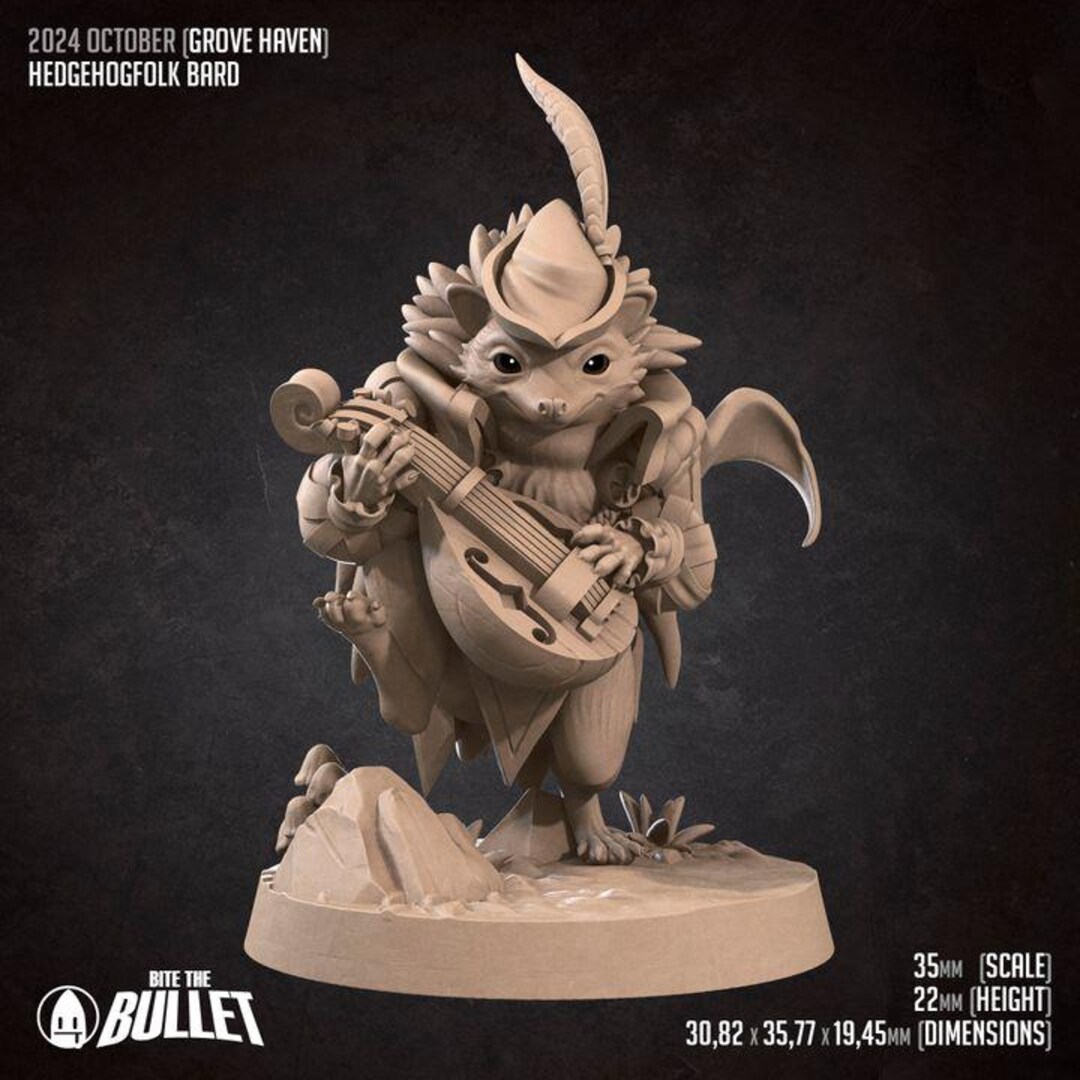 Hedgehogfolk Bard | 35 Mm Scale | Tabletop | Unpainted Miniature | Dnd ...
