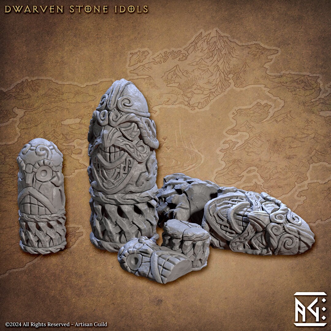 Dwarven Stone Idols (terrain) | 32 Mm Scale | Tabletop | Unpainted ...