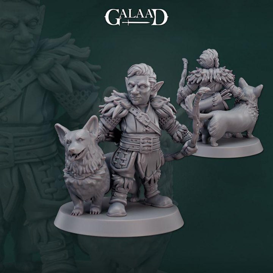 Gnome Ranger and Corgi |32 Mm Scale | Tabletop | Unpainted Miniature ...