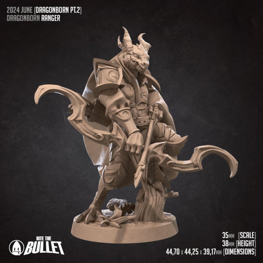 Dragonborn Ranger | 35 Mm Scale | Tabletop | Unpainted Miniature | Dnd ...