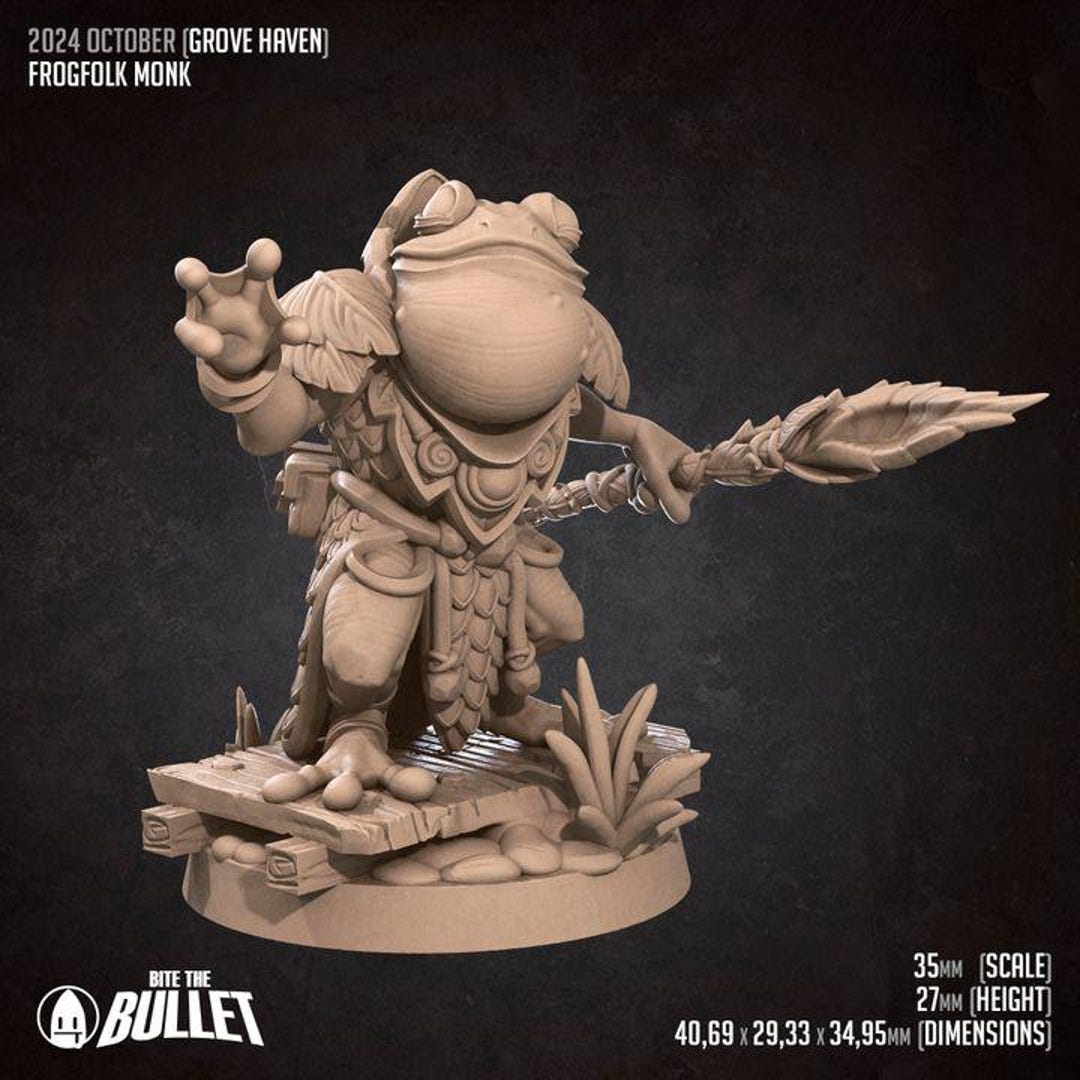 Frogfolk Monk | 35 Mm Scale | Tabletop | Unpainted Miniature | Dnd ...