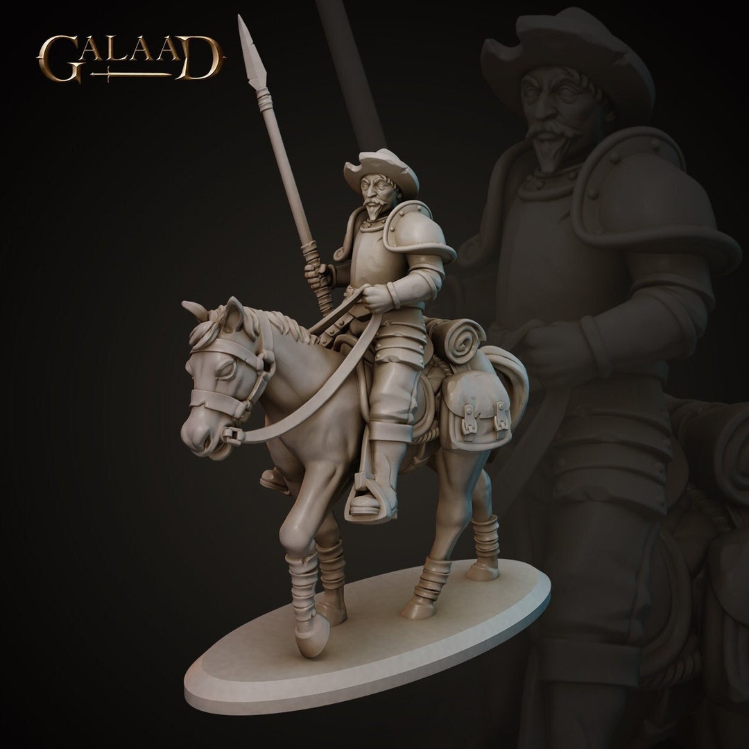 Mounted Conquistador | 32 Mm Scale | Tabletop | Unpainted Miniature ...
