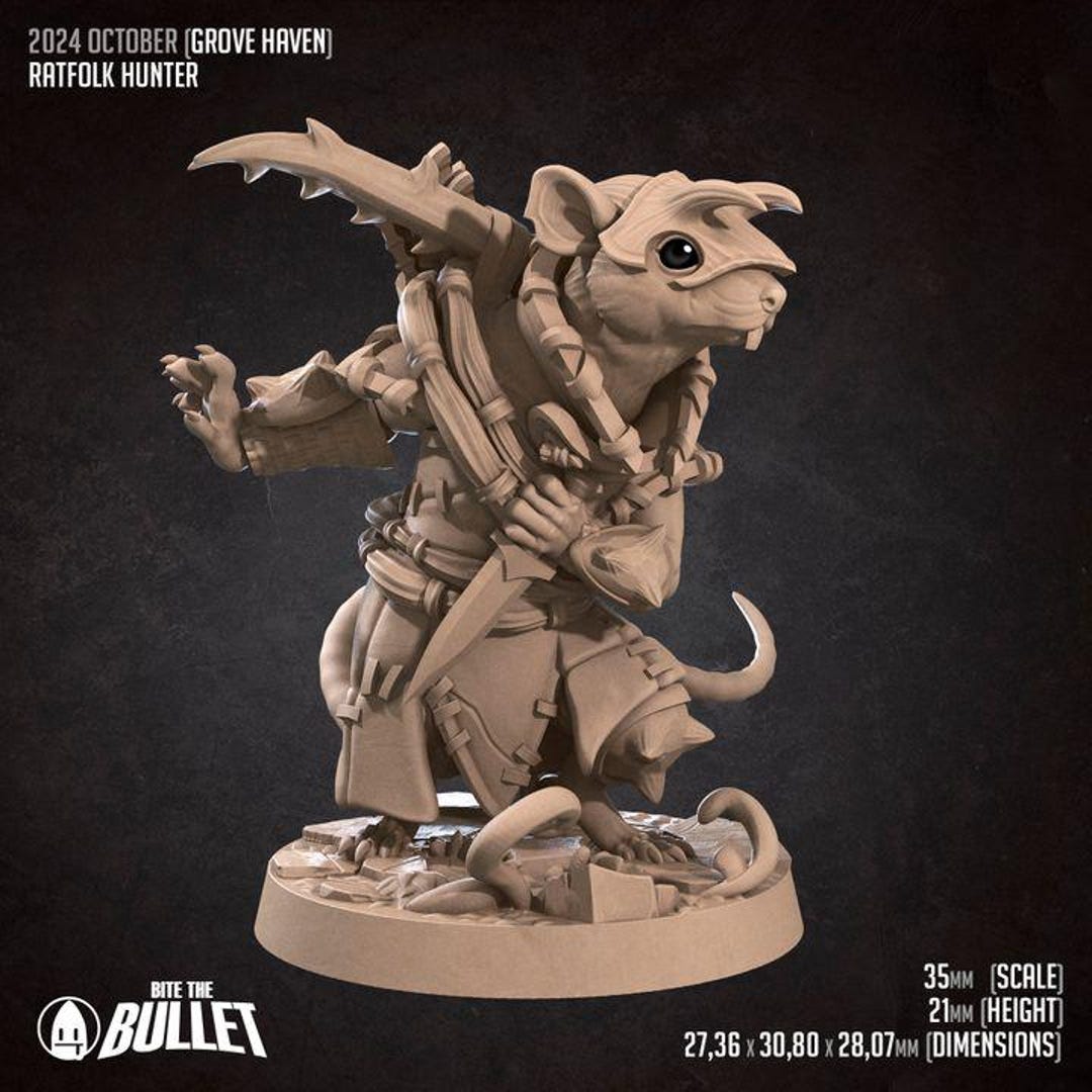 Ratfolk Hunter 35 Mm Scale Tabletop Unpainted Miniature Dnd Dungeons ...