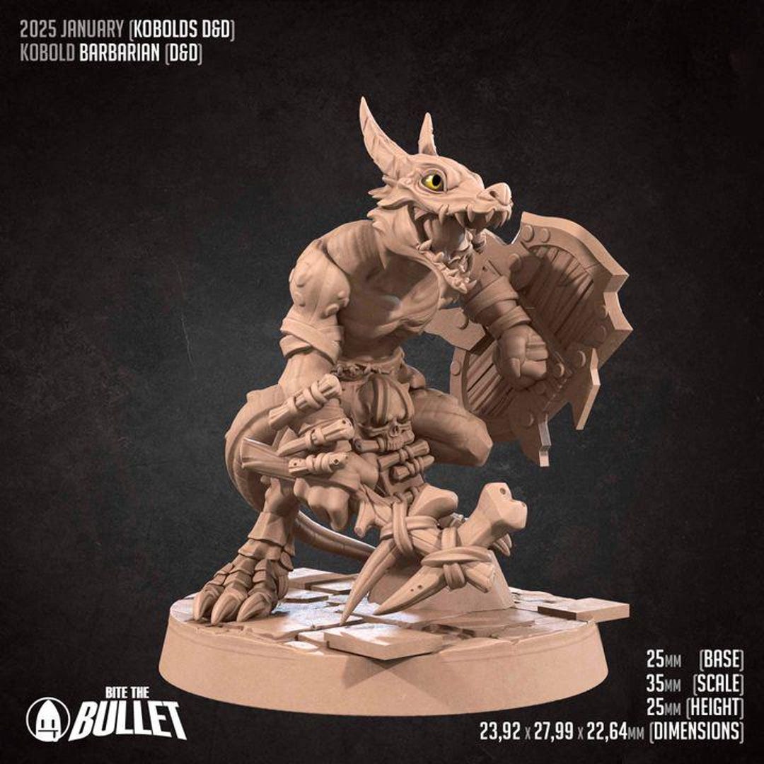 Kobold Barbarian | 35 Mm Scale | Tabletop | Unpainted Miniature | Dnd ...