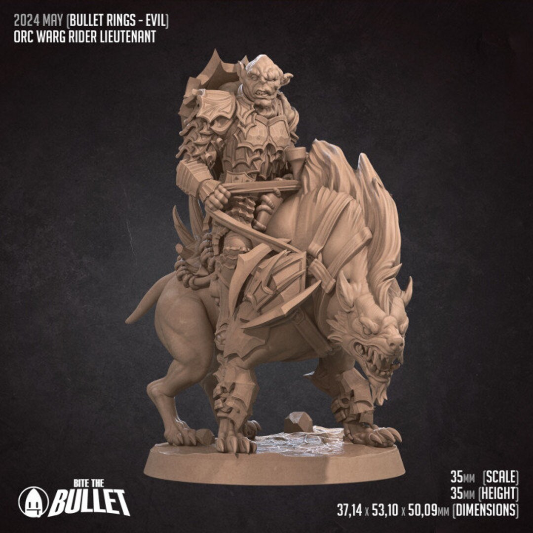 Orc Warg Rider Lieutenant | 35 Mm Scale | Tabletop | Unpainted ...