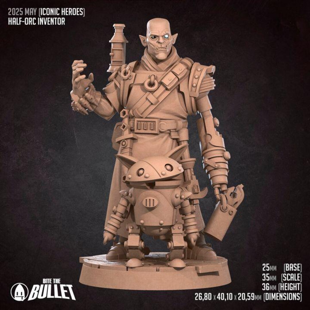 Half-orc Inventor (+robot) | 35 Mm Scale | Tabletop | Unpainted ...
